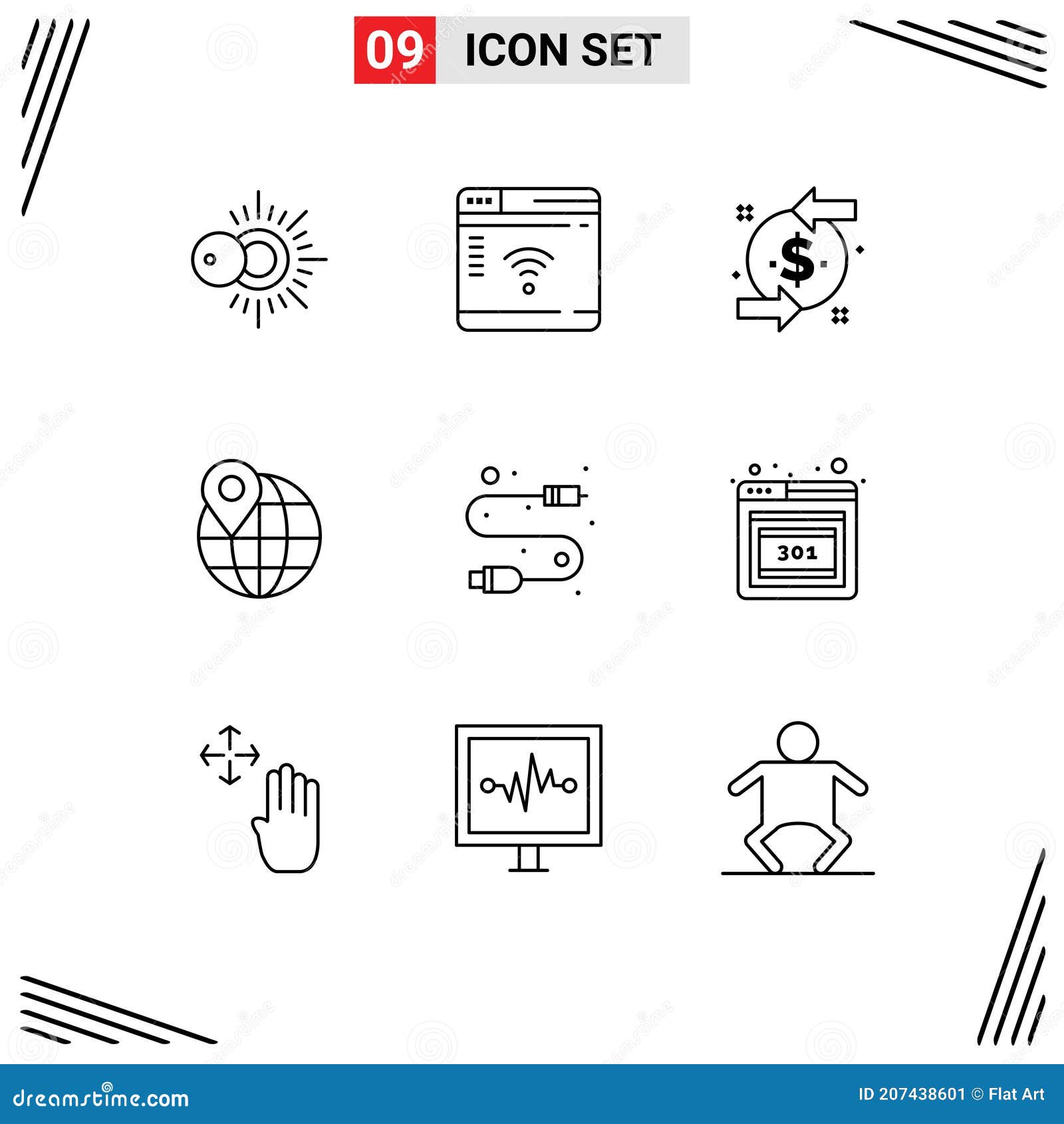 Group of 9 Outlines Signs and Symbols for Wire, Electronic, Chargeback ...