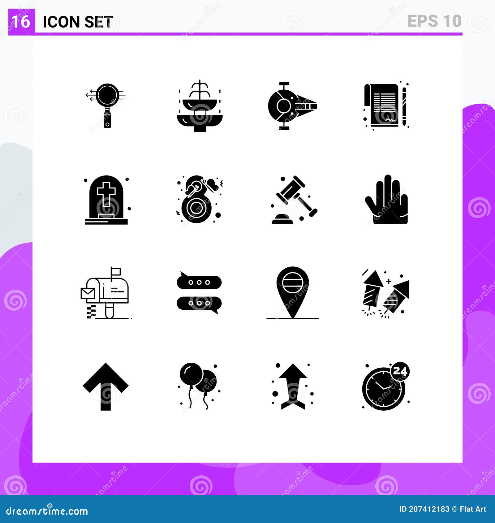 Pack of 16 Modern Solid Glyphs Signs and Symbols for Web Print Media ...