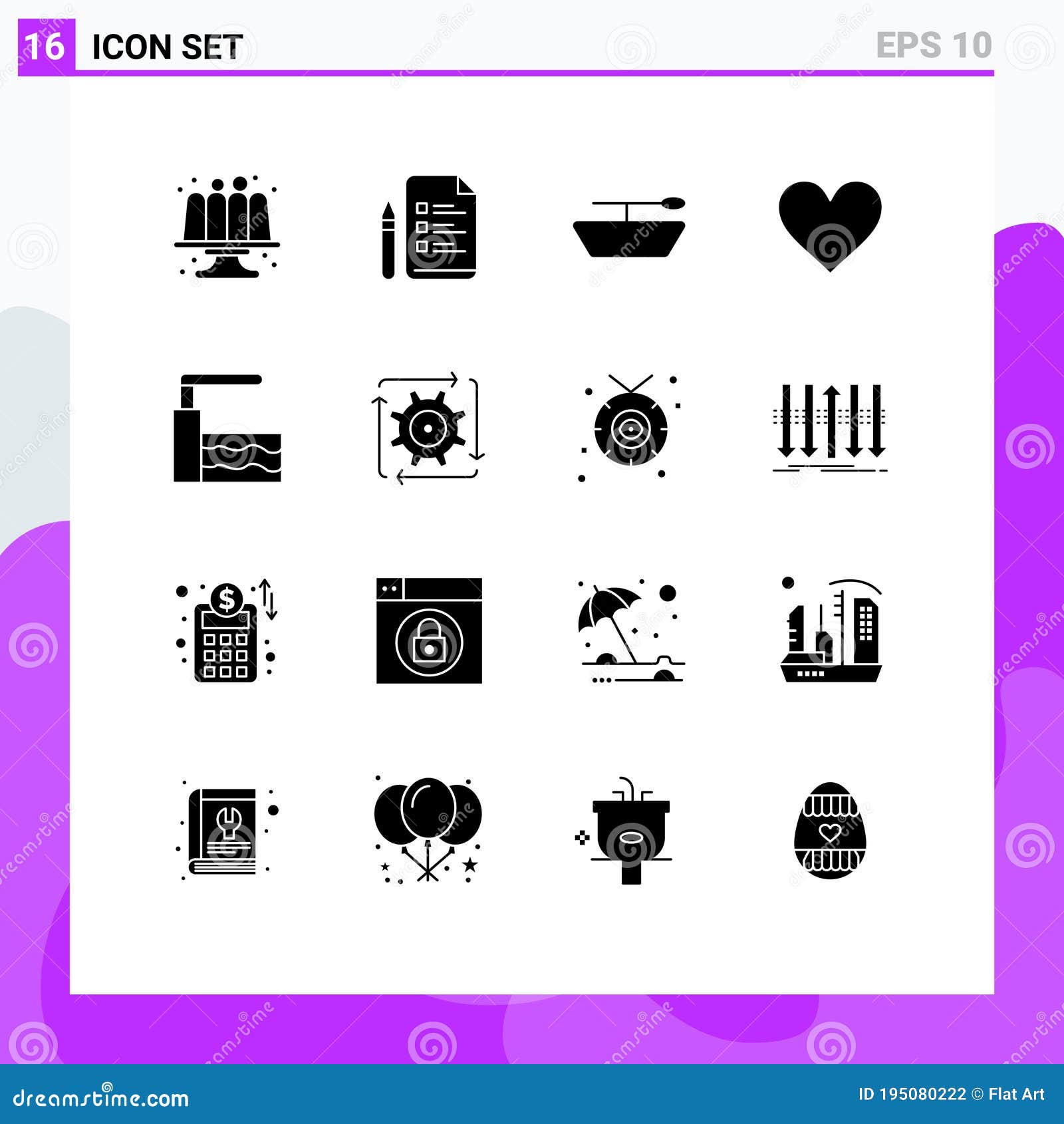 Editable Vector Line Pack of 16 Simple Solid Glyphs of Automation ...