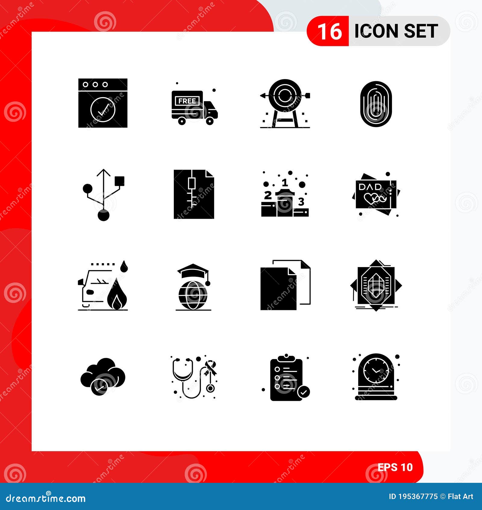 Pictogram Set of 16 Simple Solid Glyphs of Connection, Scanner, Goal ...
