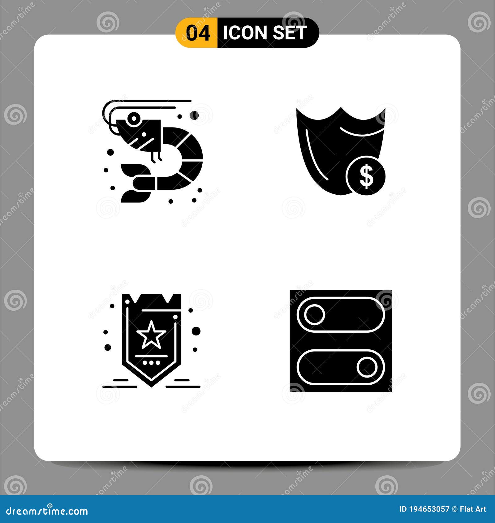Modern Set of 4 Solid Glyphs Pictograph of Fish, Dollar, Sea Food ...
