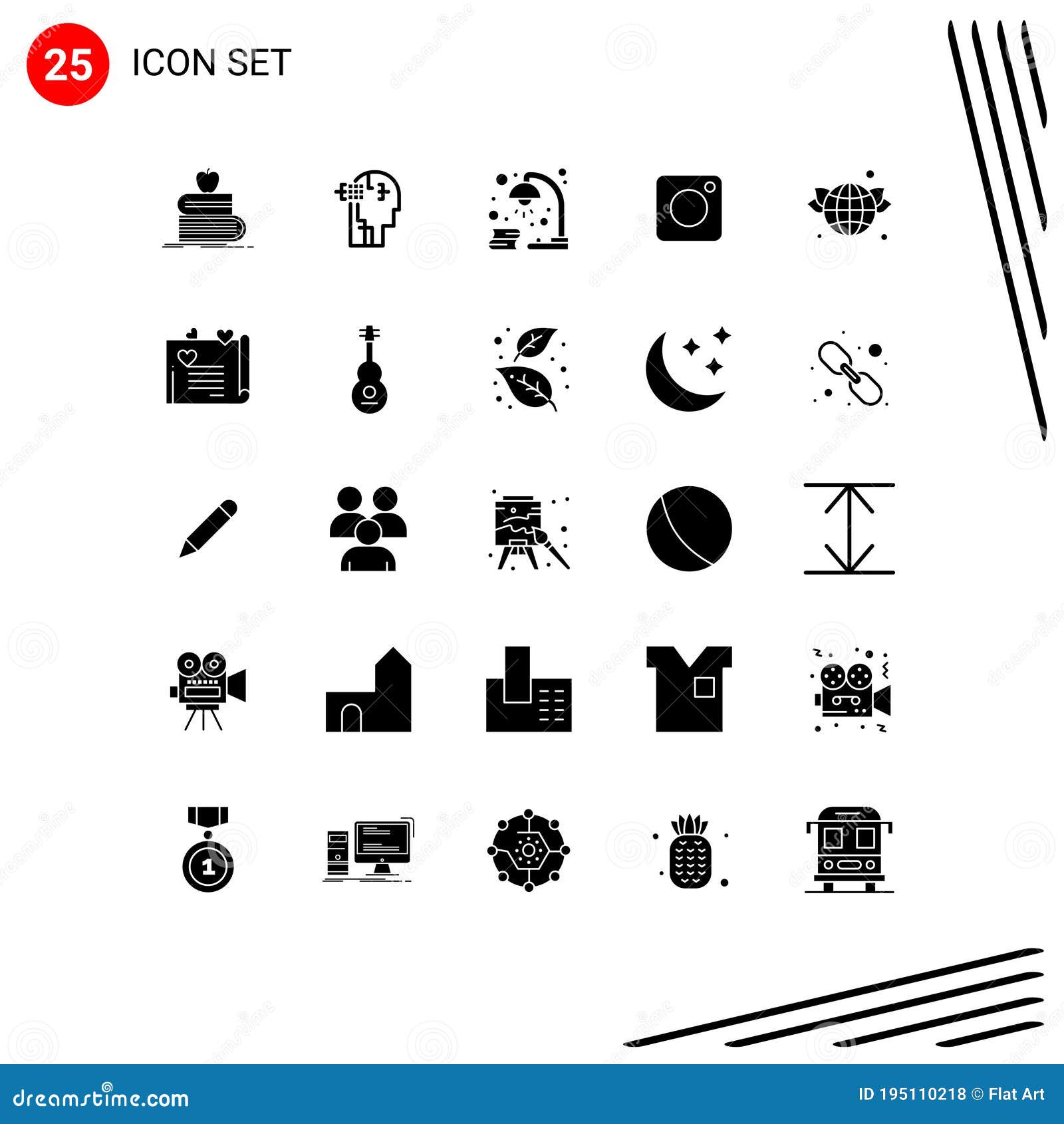 Pack of 25 Creative Solid Glyphs of Social, Instagram, Head, Camera ...