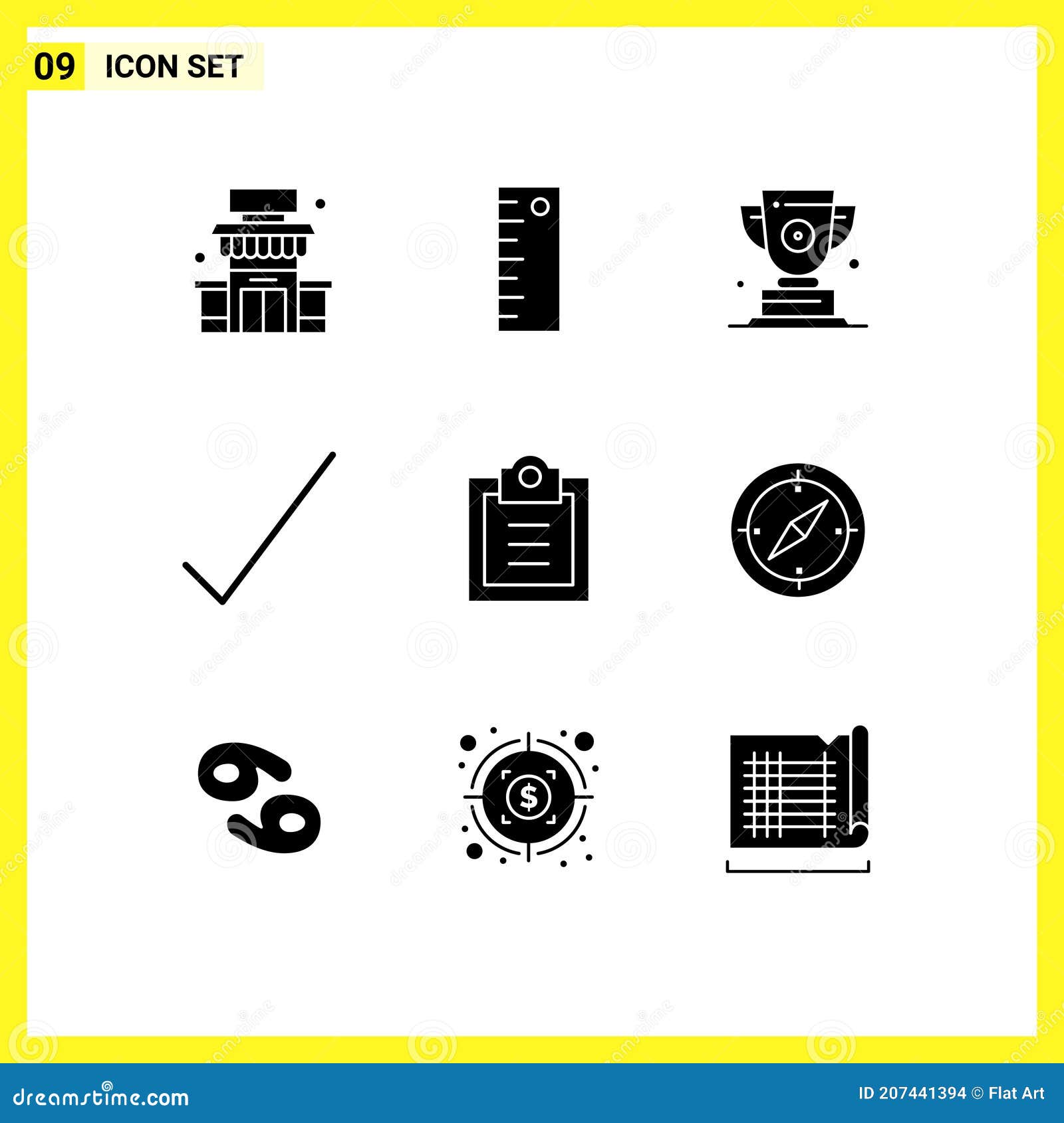 Modern Set of 9 Solid Glyphs and Symbols Such As Todo, Checklist, Cup, Tick, Check Stock Vector ...