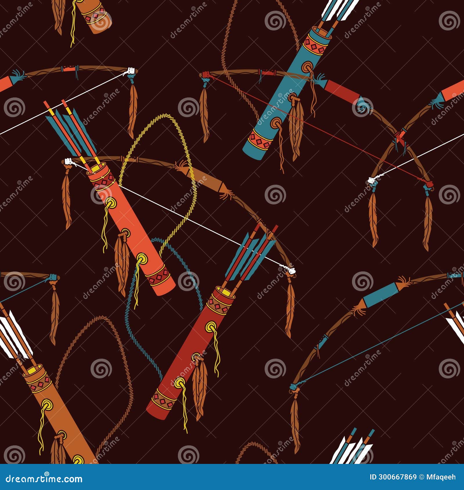 Native American Archery Tools Vector Illustration Dark Background ...