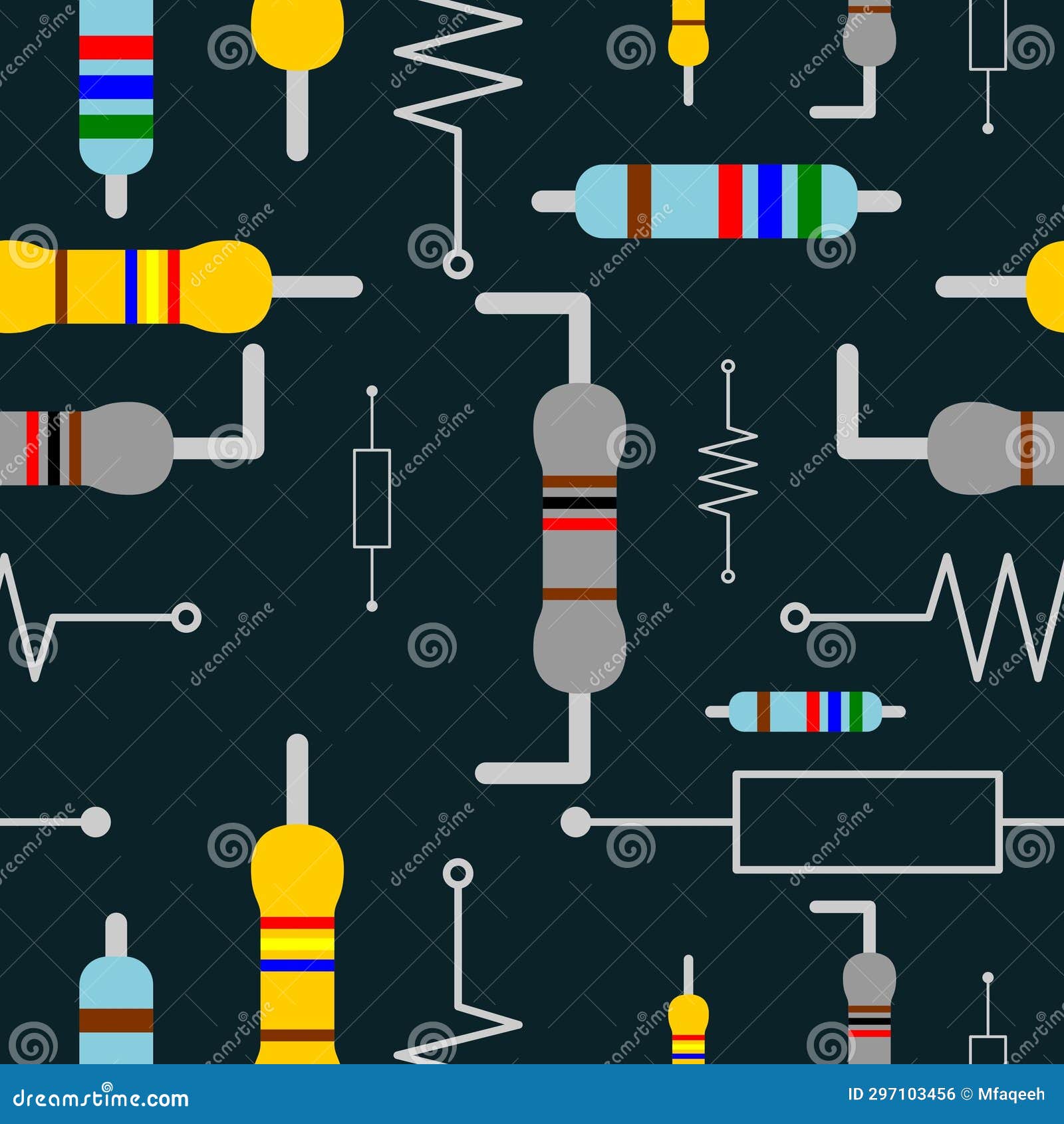 Resistor Symbol Vector Illustration with Dark Background Seamless ...