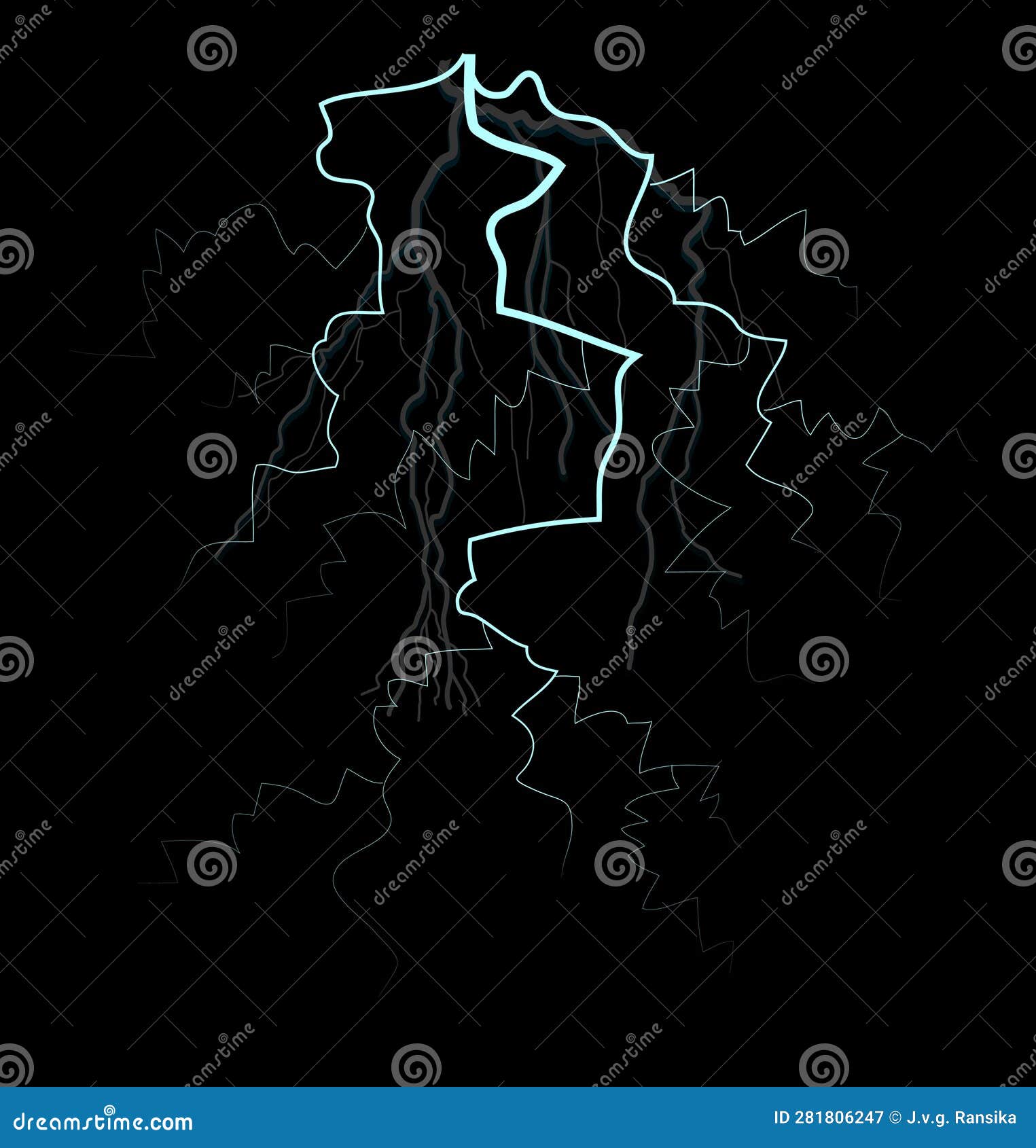 Editable Vector of White Blue Thunder Lightning Stock Vector ...