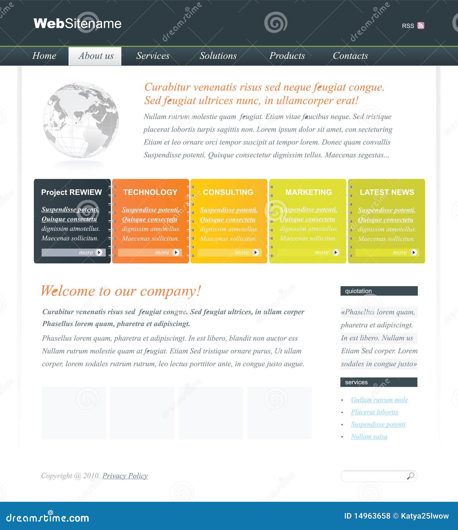 Editable web site template stock vector. Illustration of interface ...