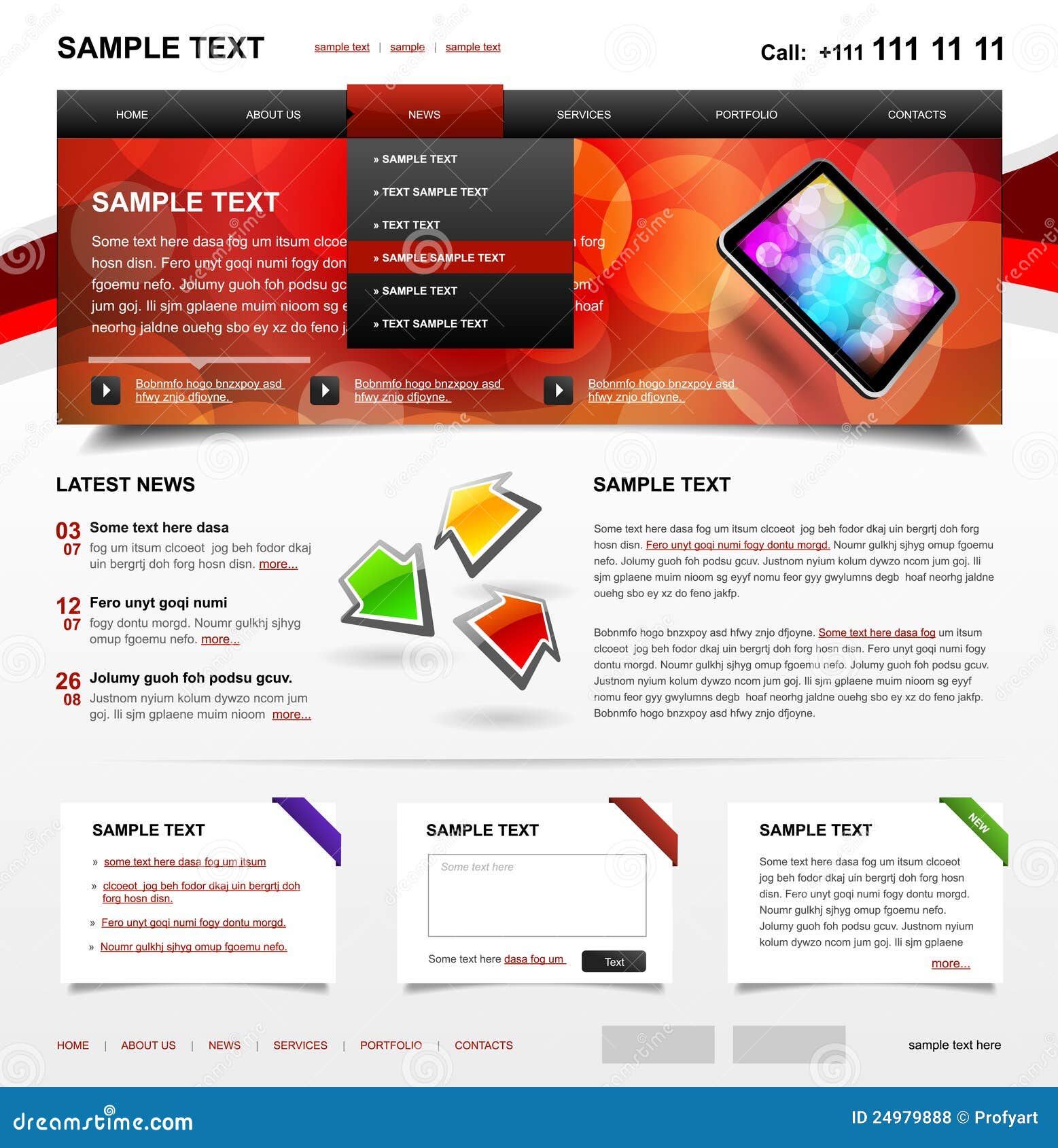 Editable Website Template 4. Color Variant 2 Vector Illustration ...