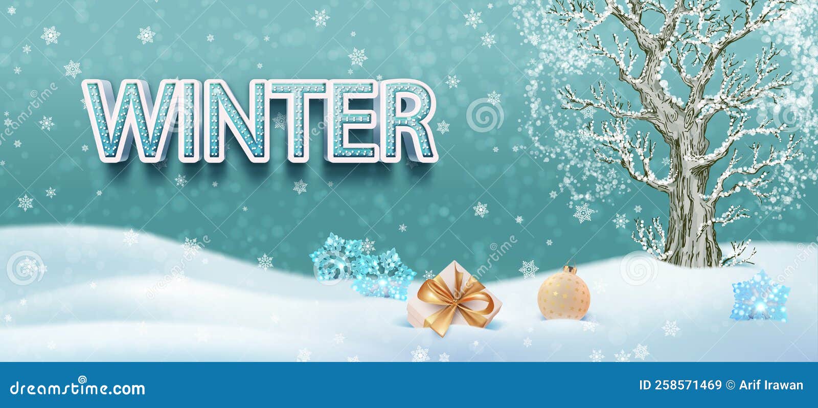 EDITABLE WINTER TEXT BANNER BACKGROUND Stock Vector - Illustration of ...