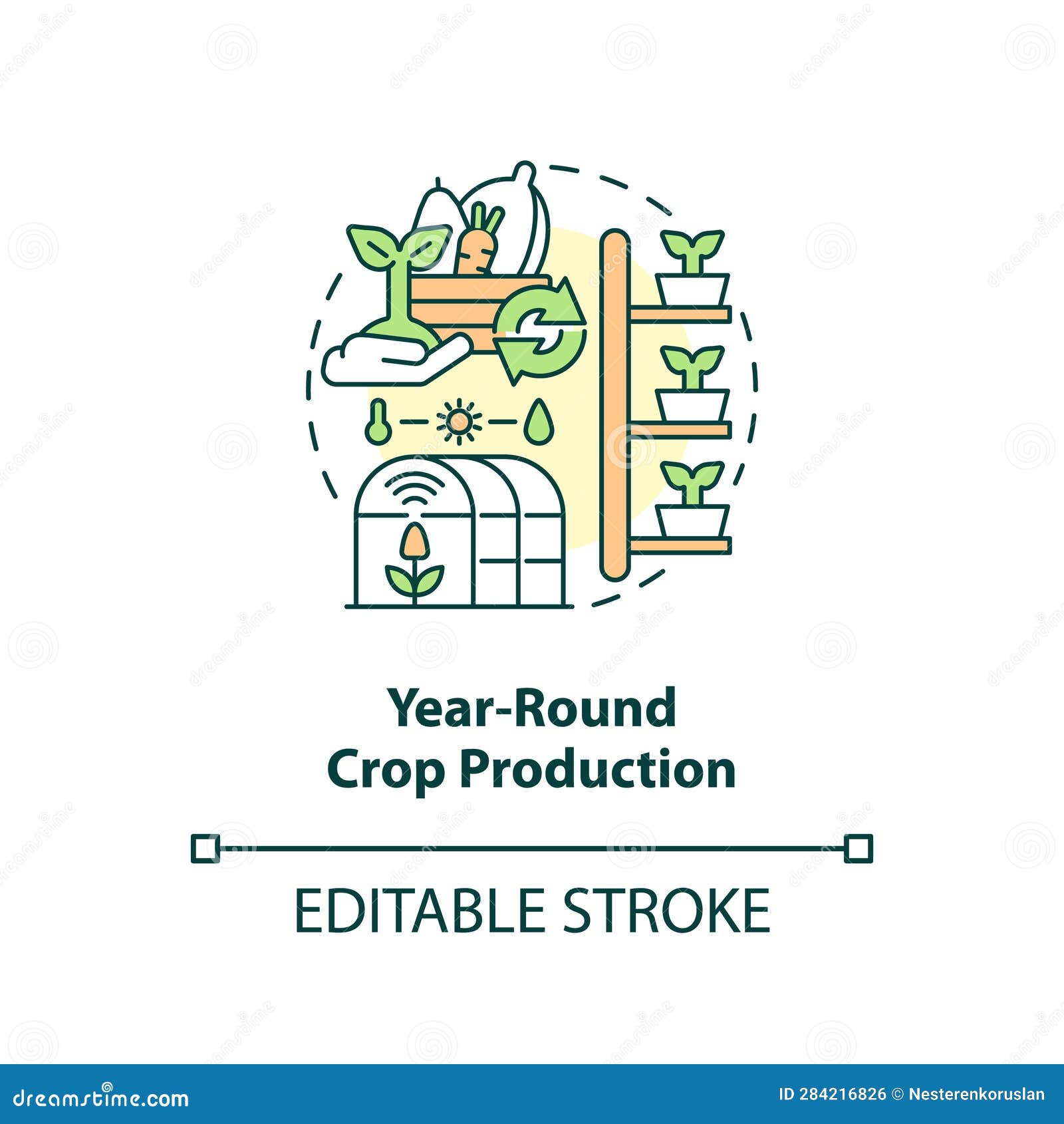Editable Year-round Crop Production Icon Concept Stock Vector ...