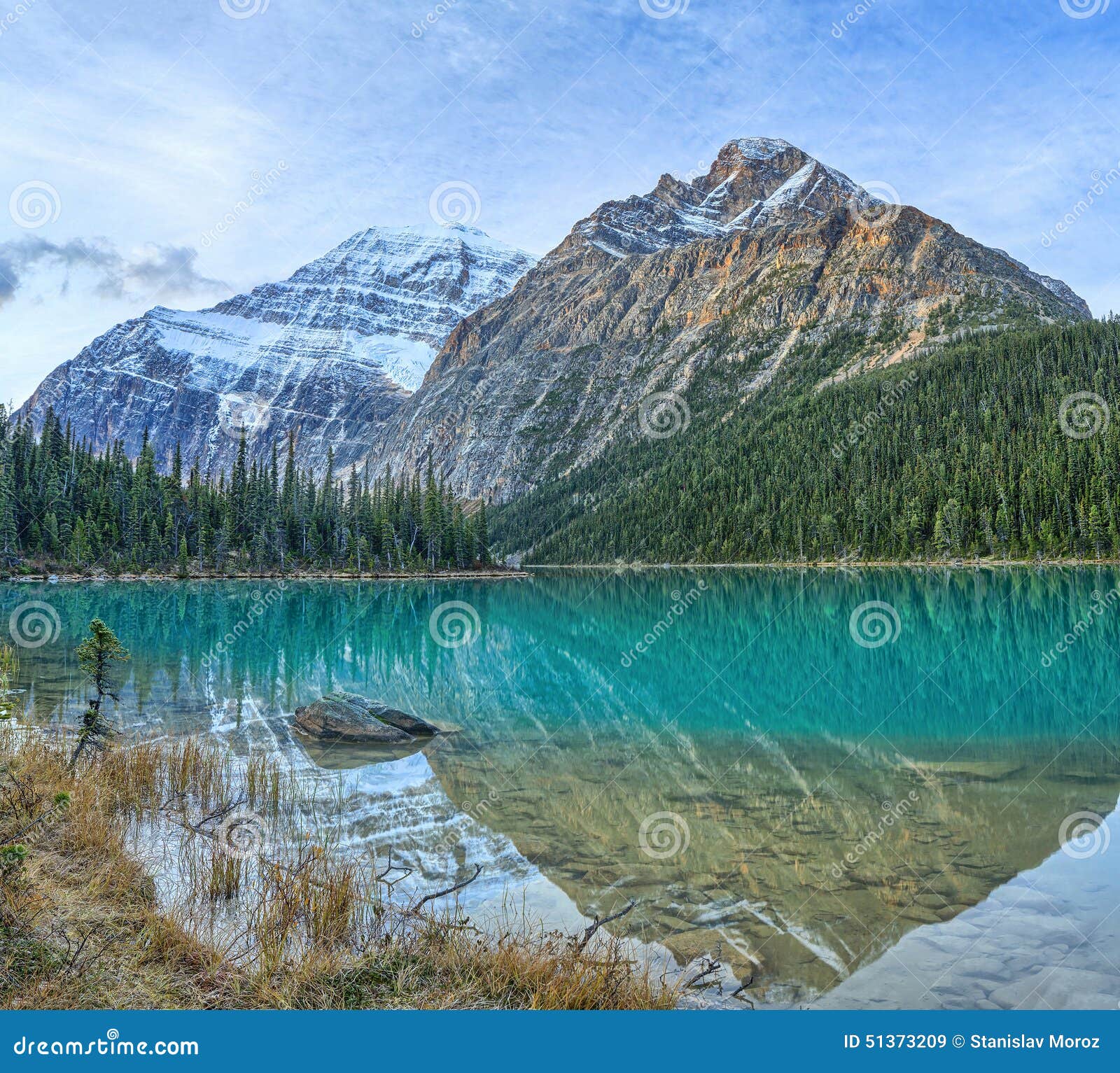 Edith Cavell Lake stock image. Image of snow, morning - 51373209