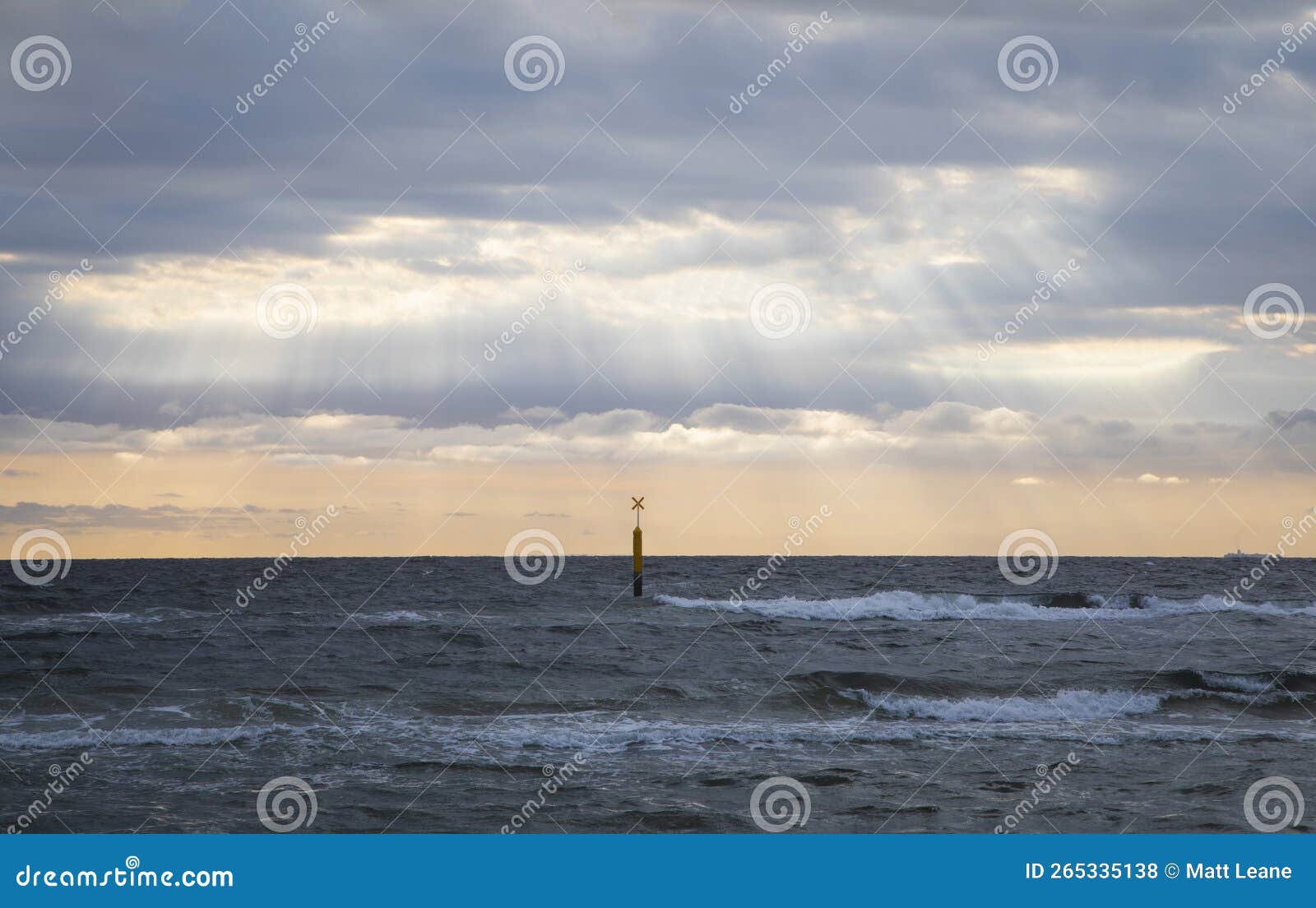 Edithvale Sunset with Navigation Bouy at the Ocean during the Summer of ...