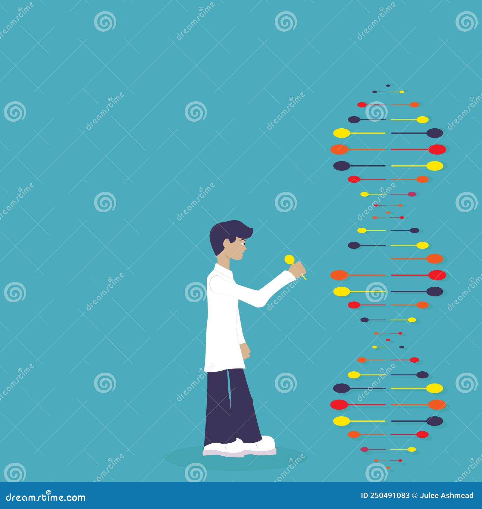 Vector Illustration of Cartoon Gene Editing Stock Vector - Illustration ...