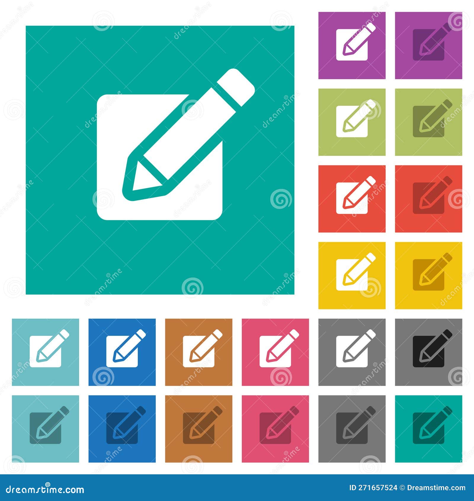 Editing Box with Pencil Solid Square Flat Multi Colored Icons Stock ...