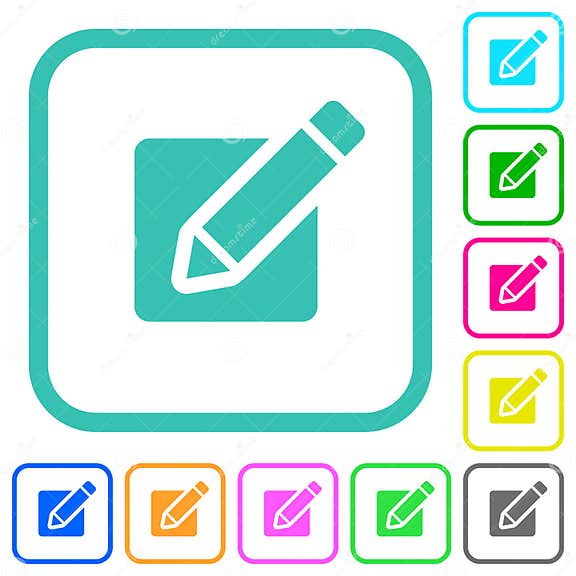 Editing Box with Pencil Solid Vivid Colored Flat Icons Stock Vector ...