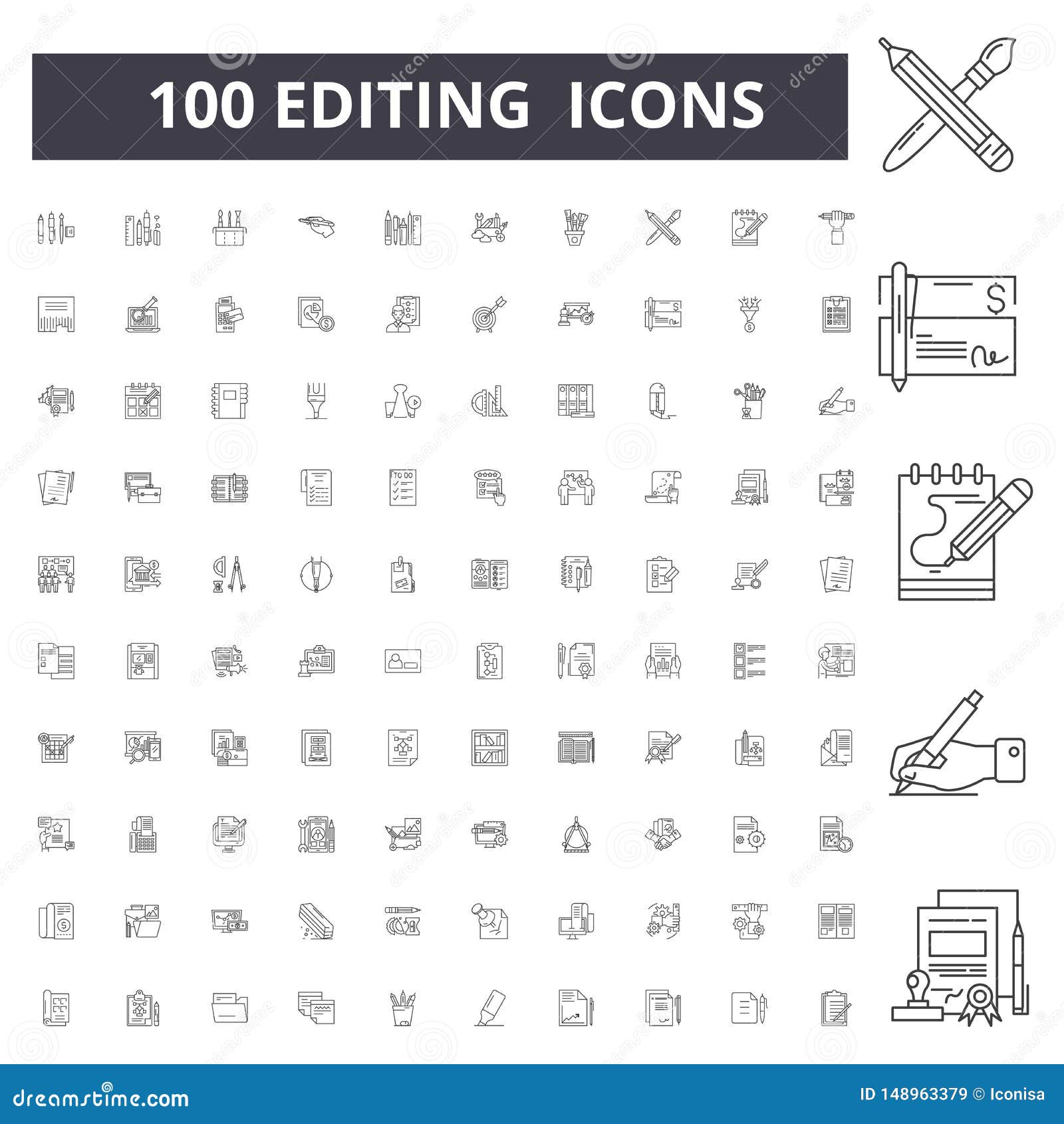 Editing Line Icons, Signs, Vector Set, Outline Illustration Concept ...