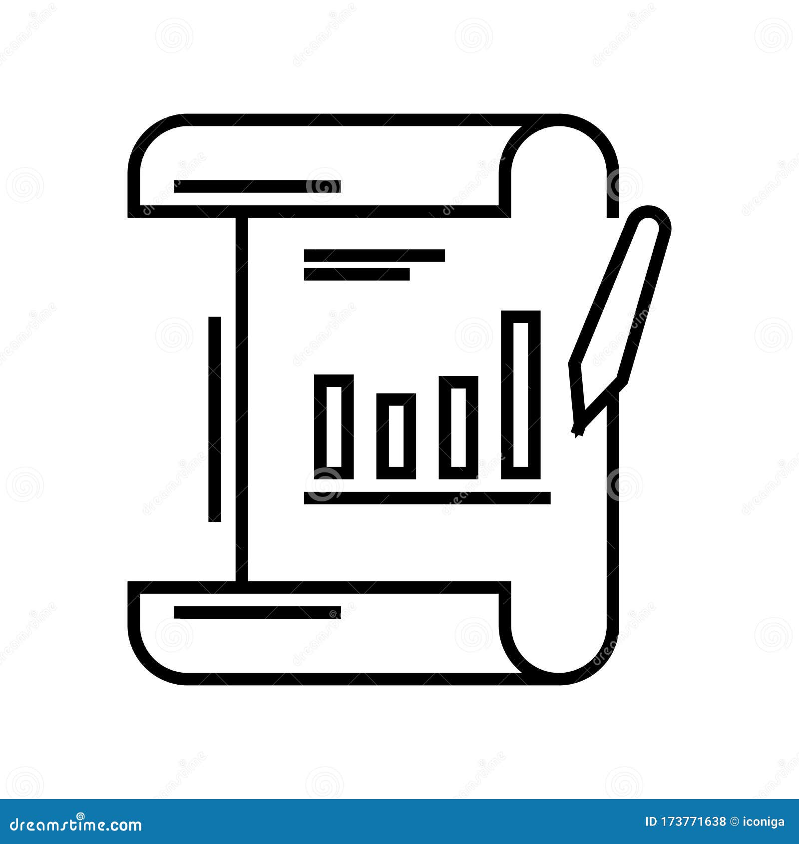 Editing Report Line Icon, Concept Sign, Outline Vector Illustration ...