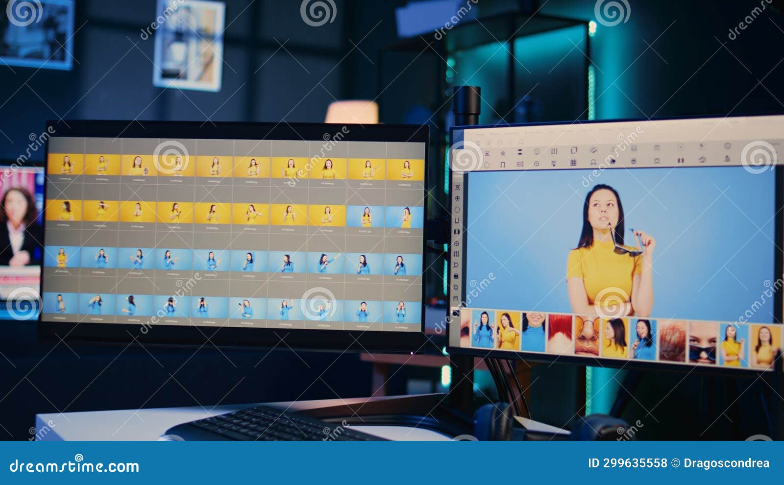Editing Software Interface on Computer Screens in Empty Graphic Design ...