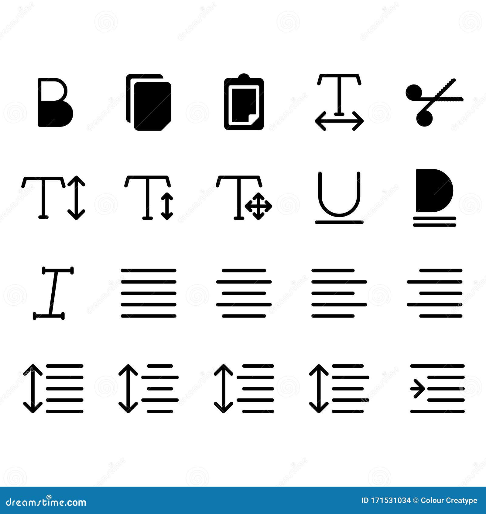 Editing Text Icon Set Include Text, Bold, Edit,design,document, Copy ...
