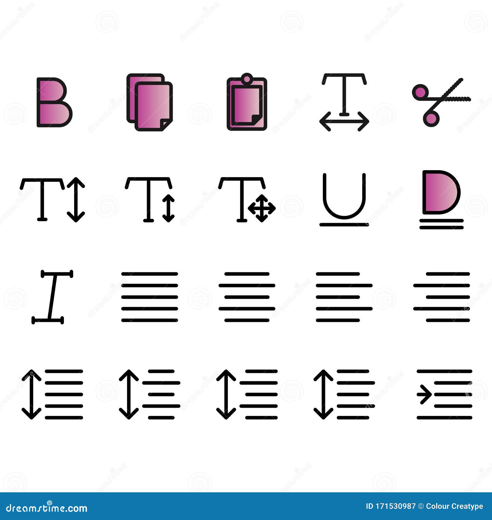 Editing Text Icon Set Include Text, Bold, Edit,design,document, Copy ...