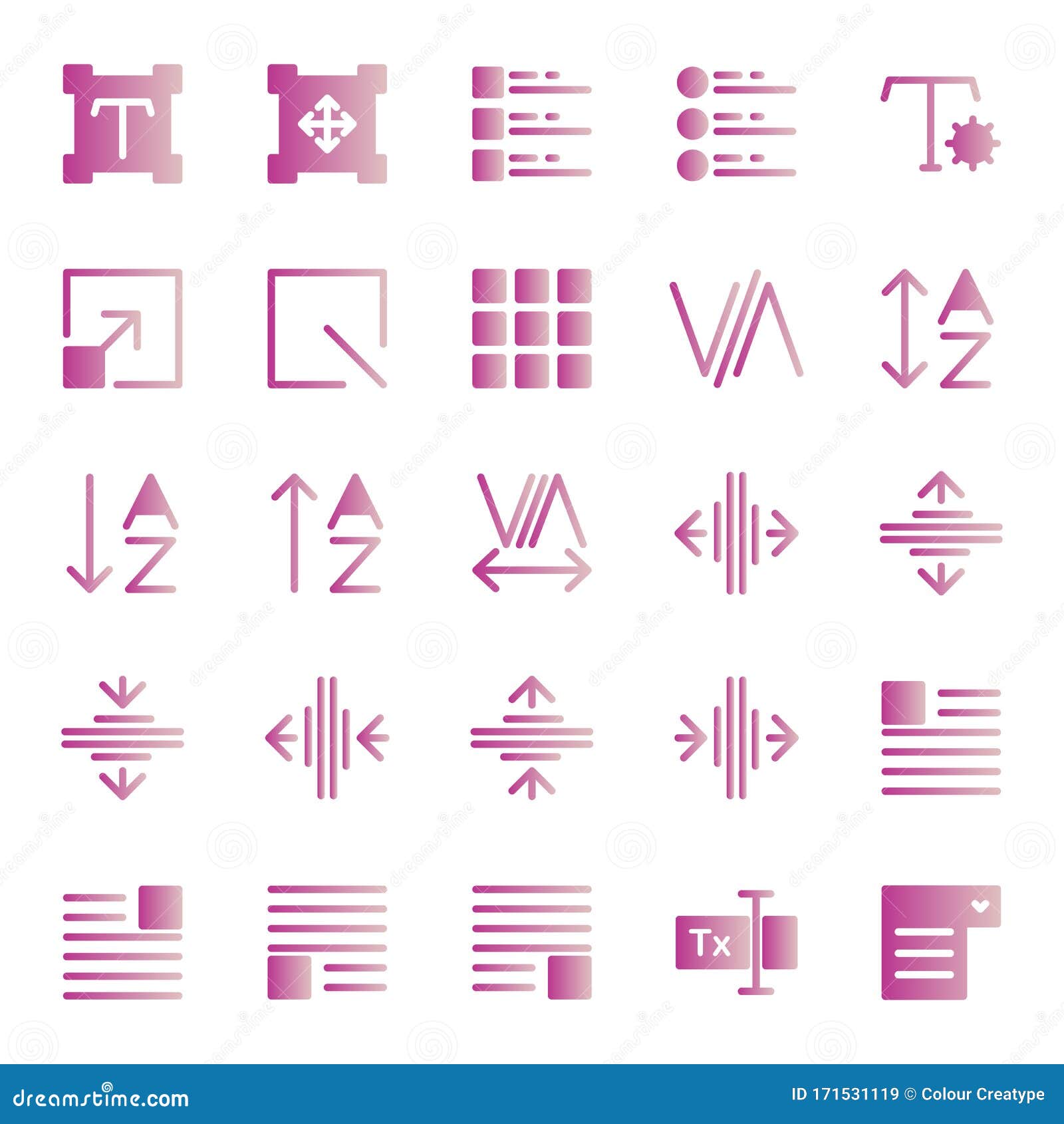 Editing Text Icon Set Include Setting,scale,task,grid,fine,box,kerning ...