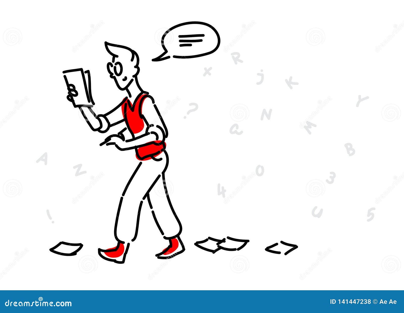 The Editor In Glasses Writes An Article. Vector Image In A Cartoon ...