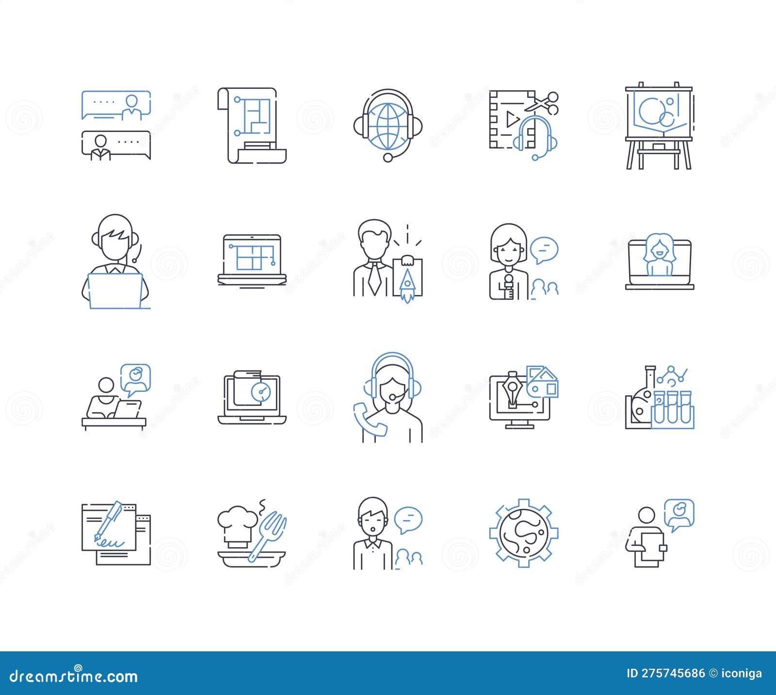 Editor Line Icons Collection Proofread Revise Edit Polishing