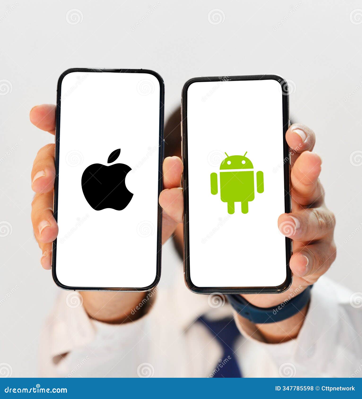 Editorial Background Featuring Two Smartphones In Hand For A Visual ...