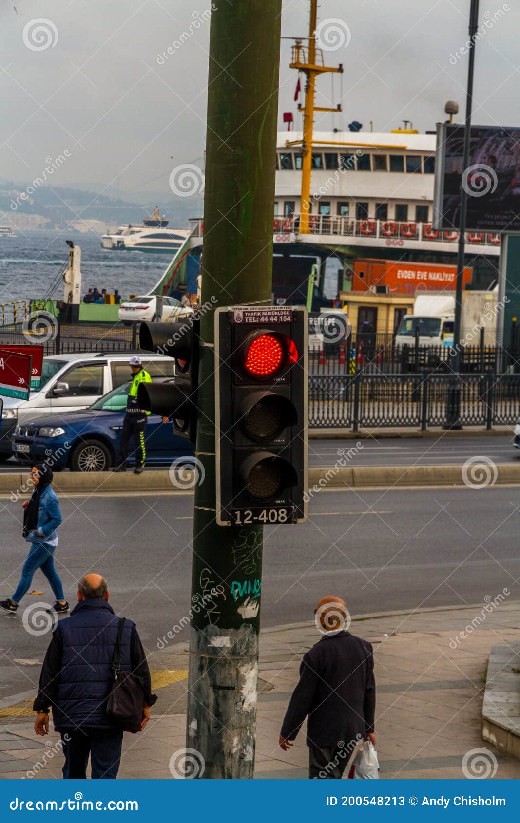 Editorial, Istanbul, Turkey, Traffic Light on Red Editorial Stock Photo ...