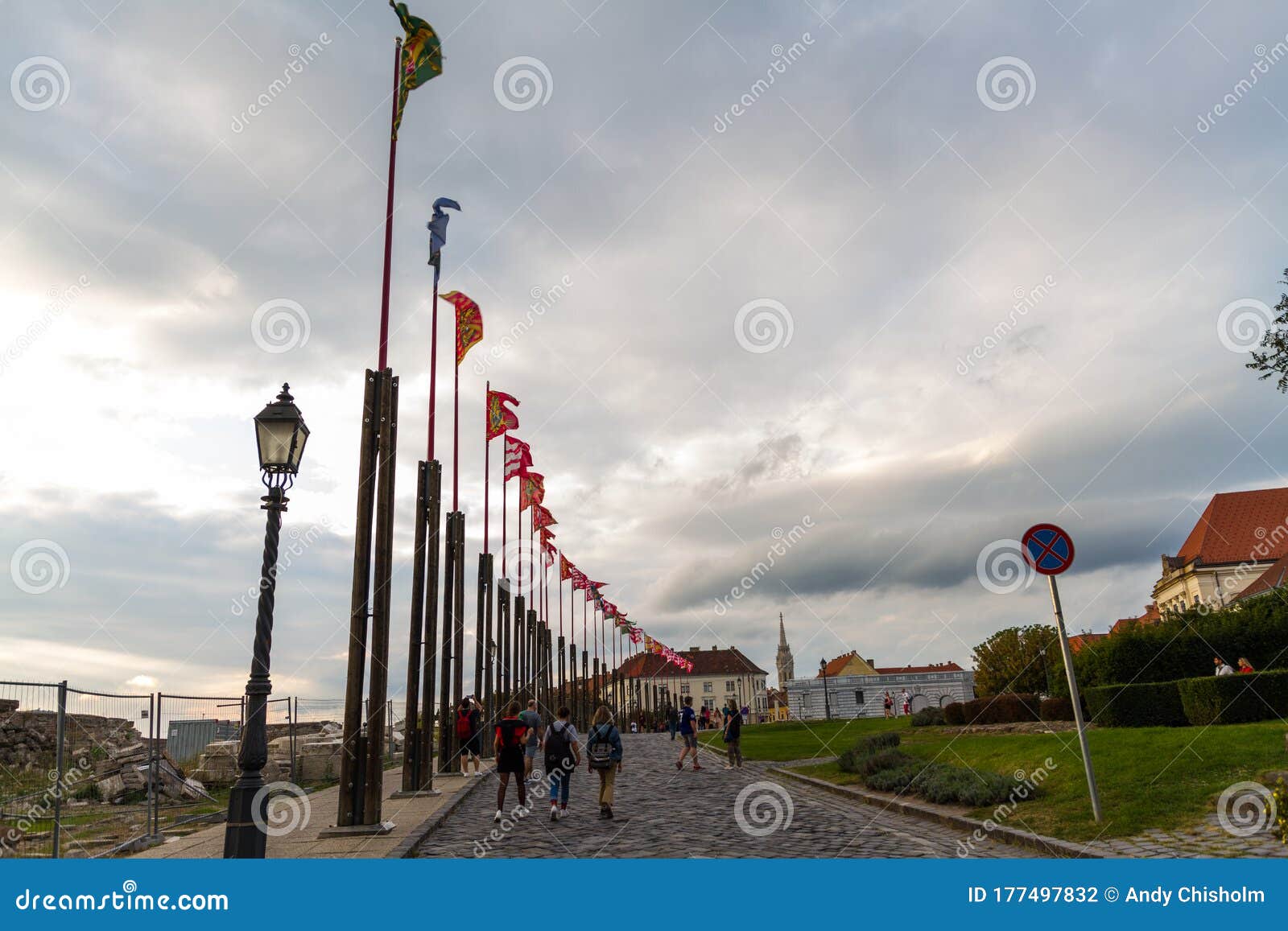 Editorial, Line of Flags at Buda Castle, Budapest Editorial Photography ...