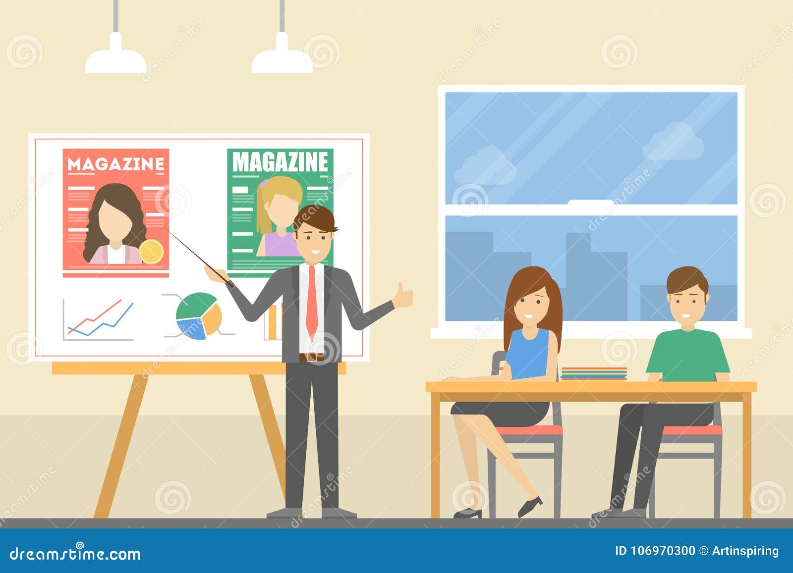 Editorial office interior. stock vector. Illustration of modern - 106970300