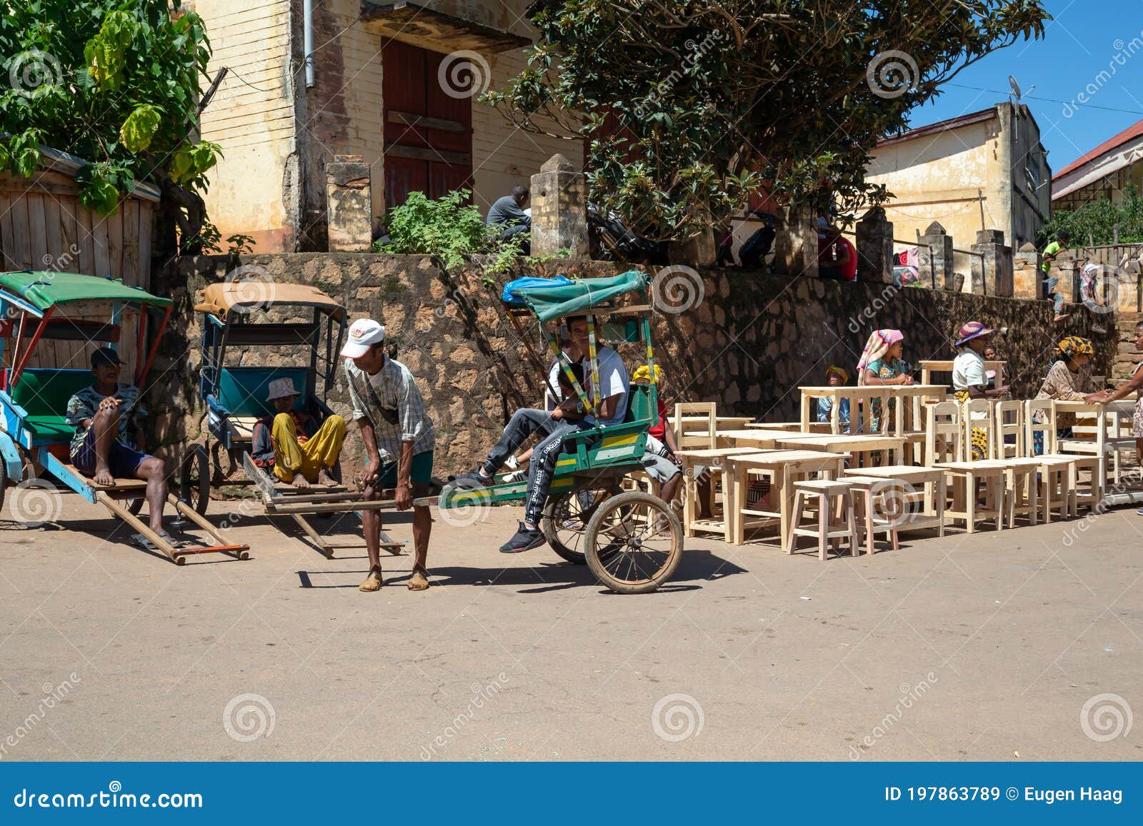 Editorial. Rickshaw Taxis in the Streets of Madagascar Editorial Stock ...