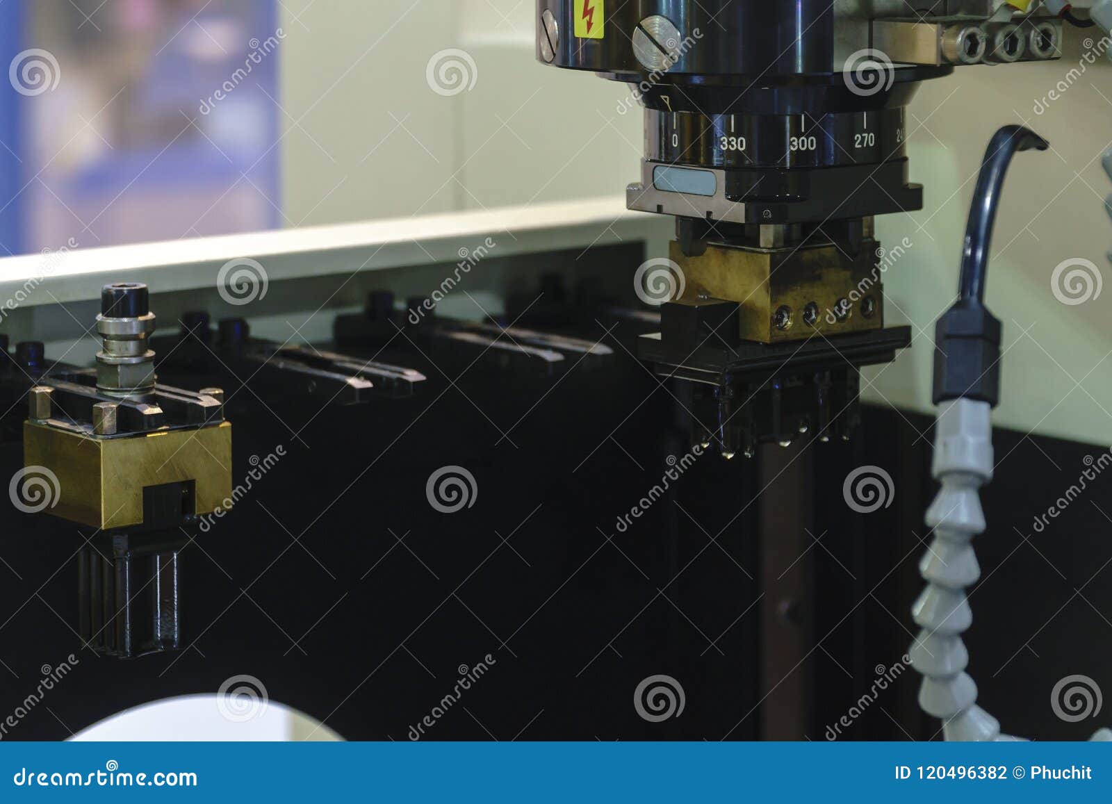 The EDM,Electric Discharge Machine with the Graphite Electrode. Stock ...