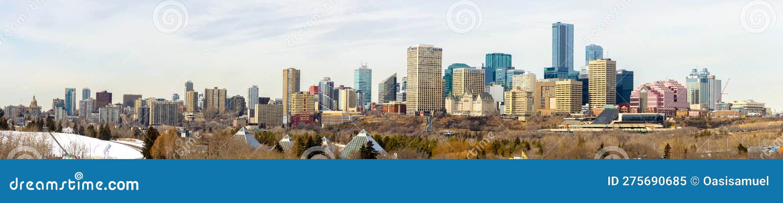 A Panoramic View of Edmonton Downtown Editorial Image - Image of river ...