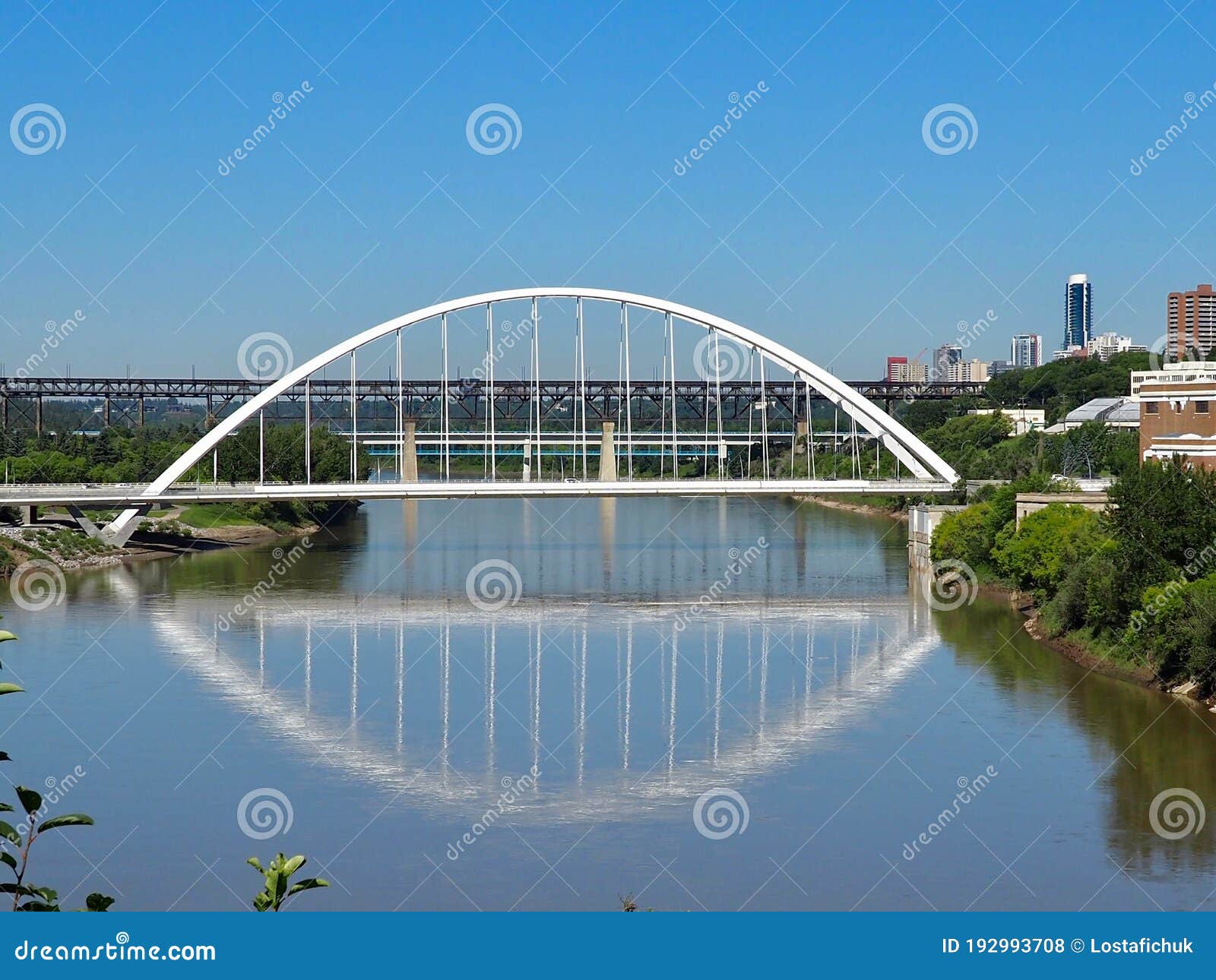 Edmonton Alberta with North Saskatchewan River and New Bridge Stock ...