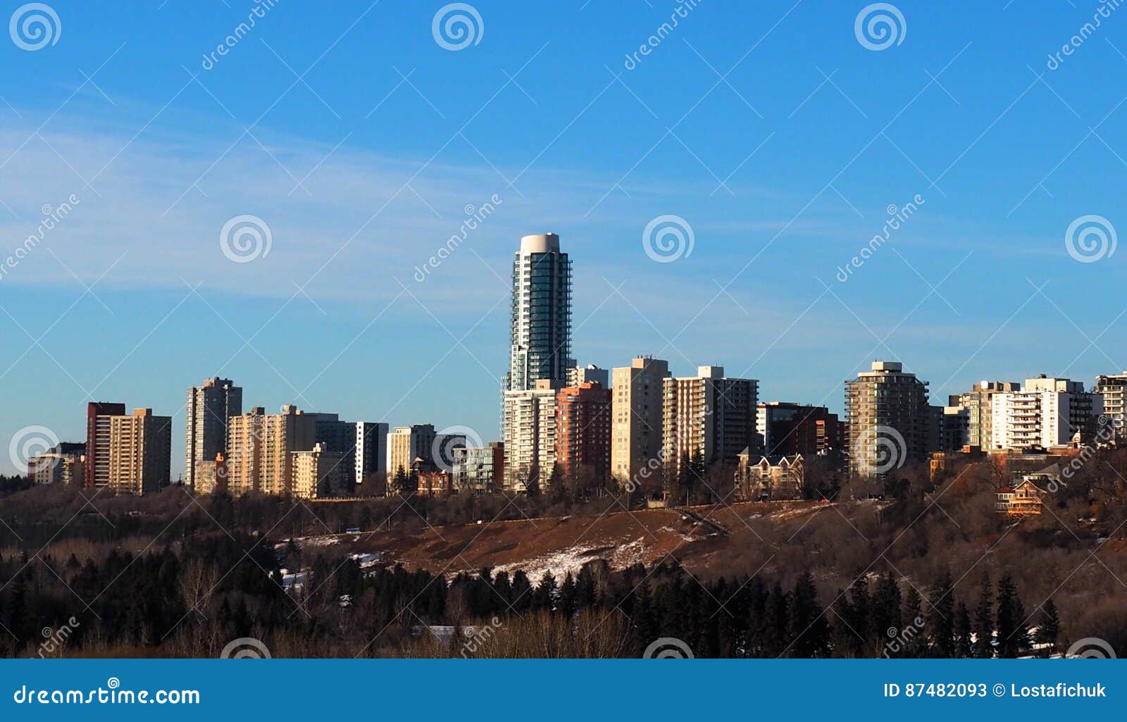 Edmonton Alberta Skyline editorial stock photo. Image of downtown ...