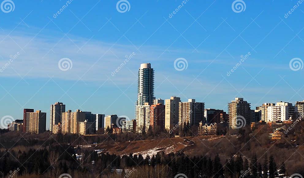 Edmonton Alberta Skyline editorial stock photo. Image of downtown ...