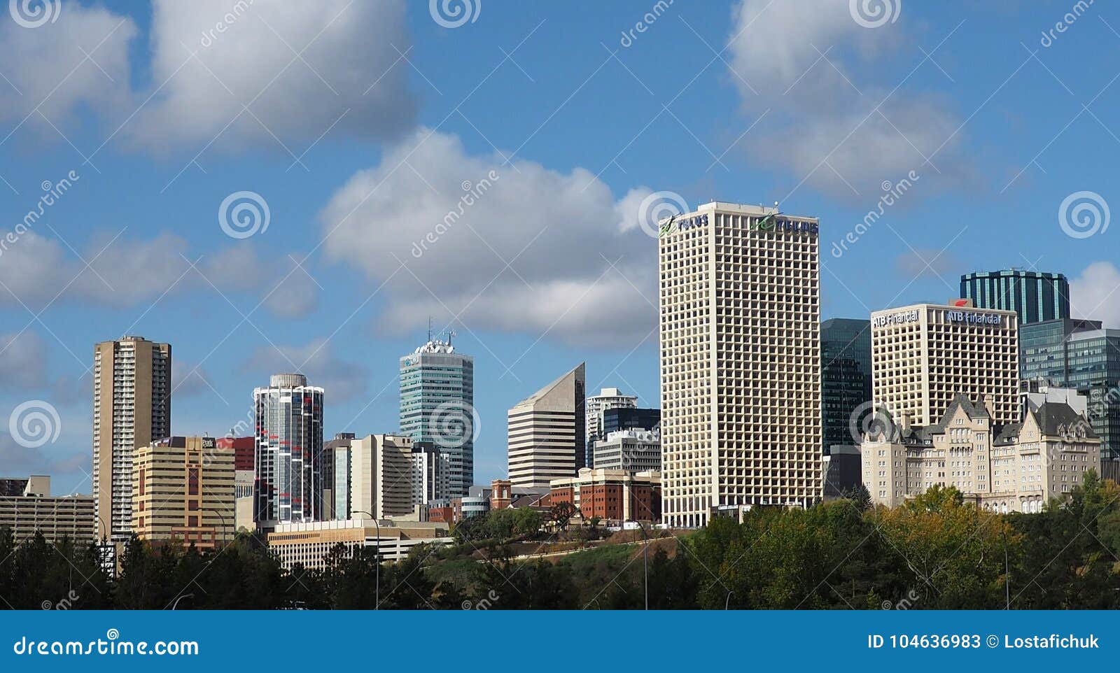Edmonton Alberta Skyline with Clouds Editorial Stock Photo - Image of ...