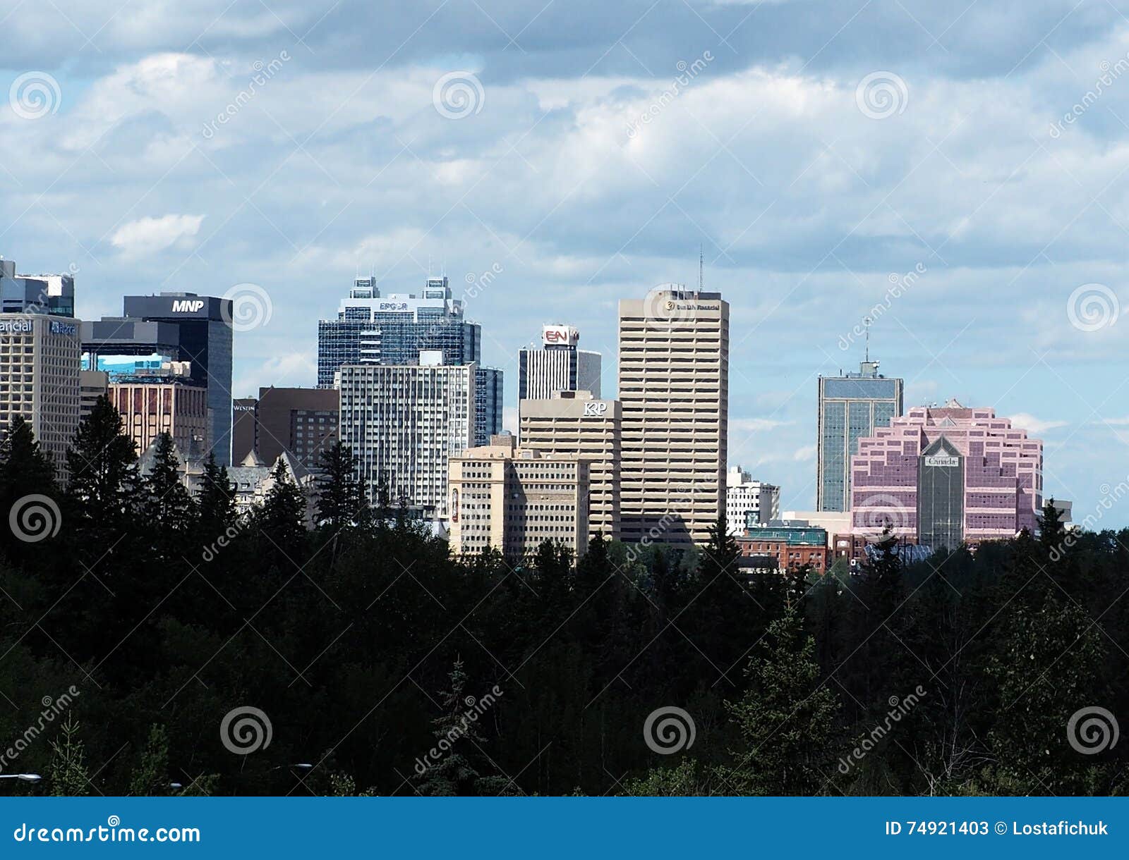 Edmonton Alberta Skyline editorial stock photo. Image of rivercity ...