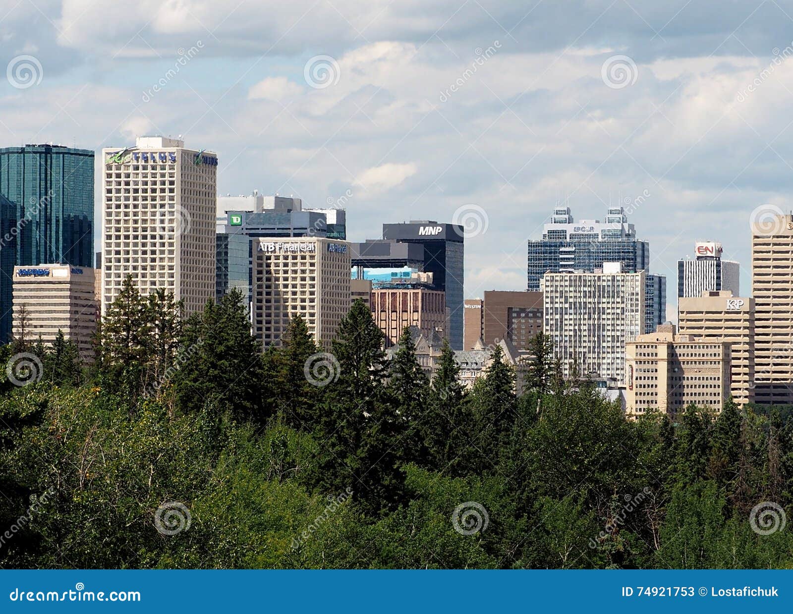 Edmonton Alberta Skyline editorial stock photo. Image of buildings ...