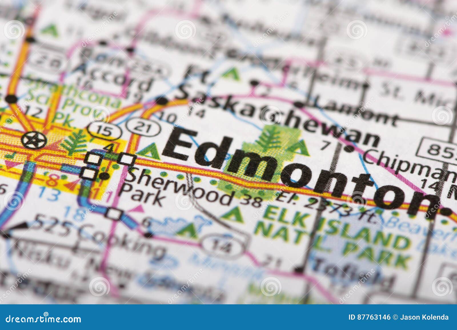 Edmonton, Canadá en mapa foto de archivo. Imagen de mundo - 87763146