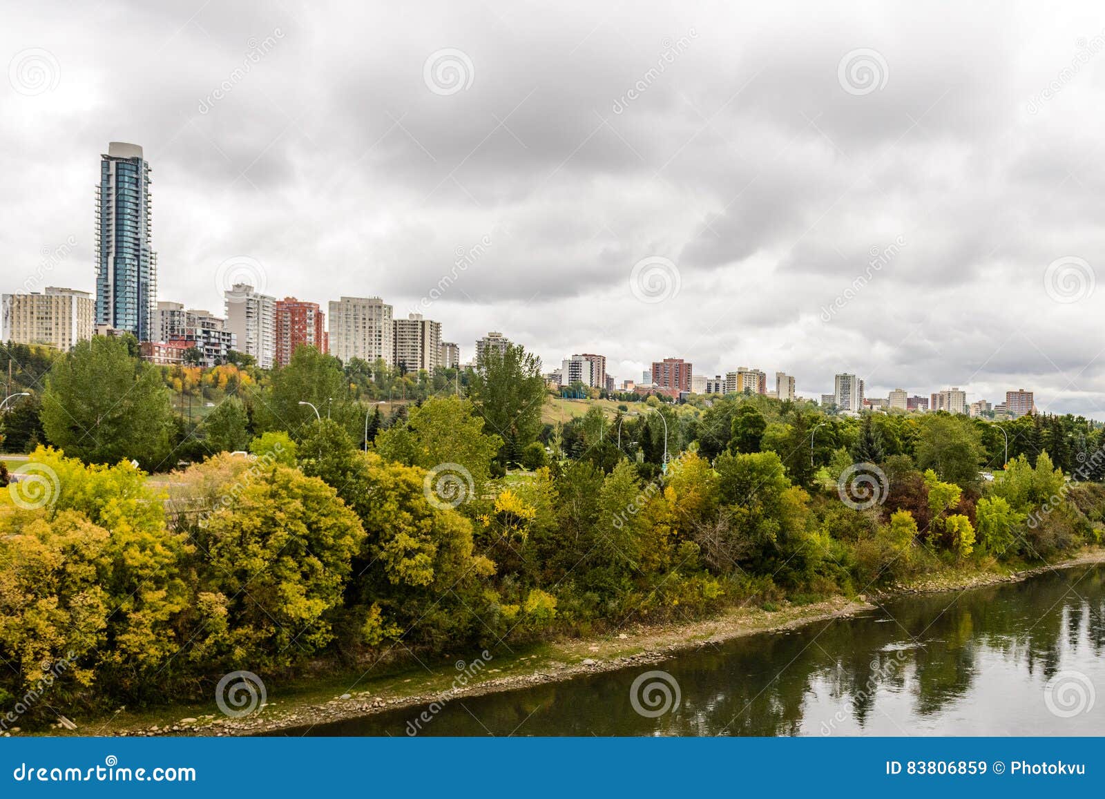 Edmonton from the River stock image. Image of architecture - 83806859