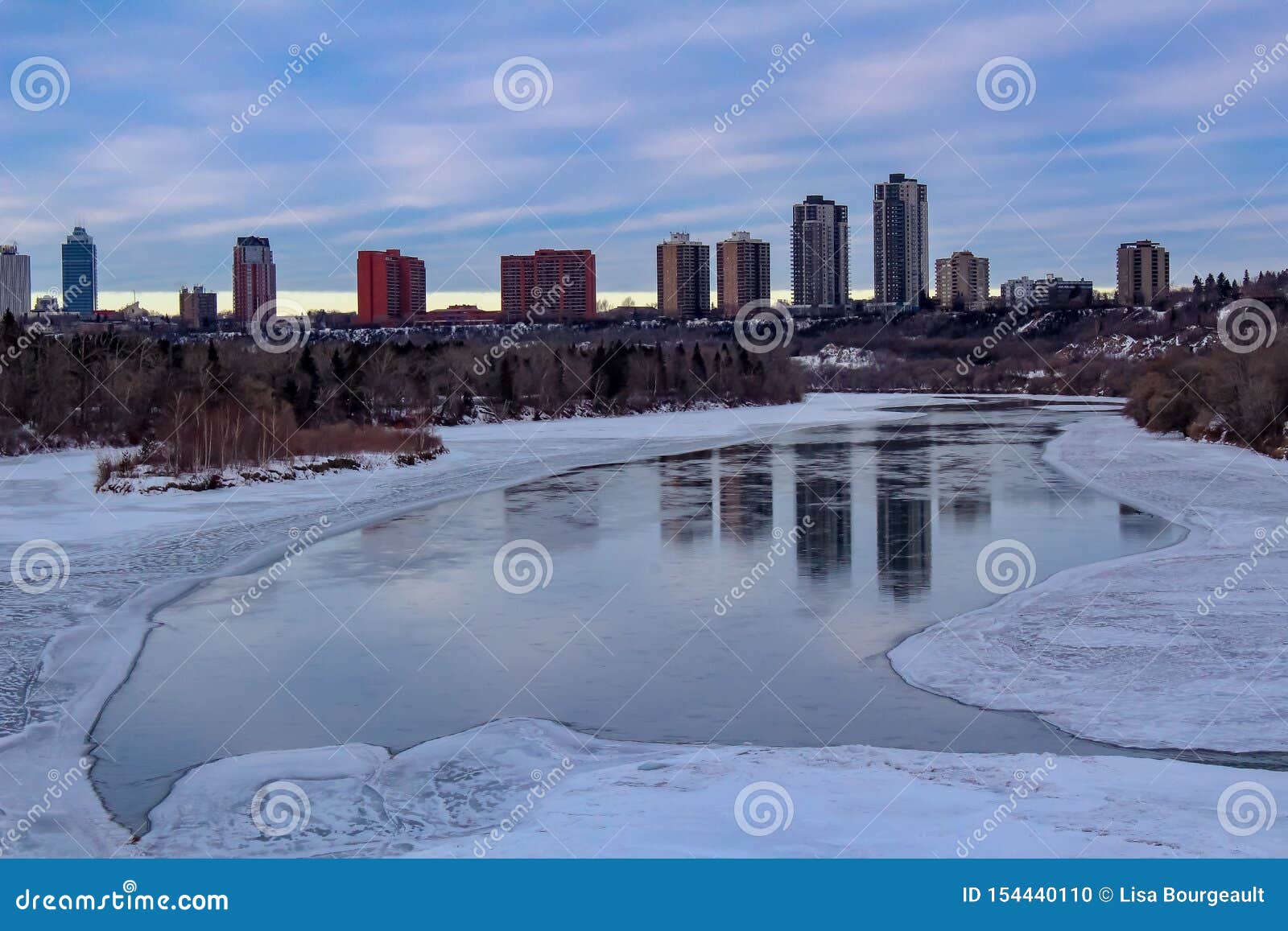 Edmonton River Valley Skyline in the Winter Stock Photo - Image of ...