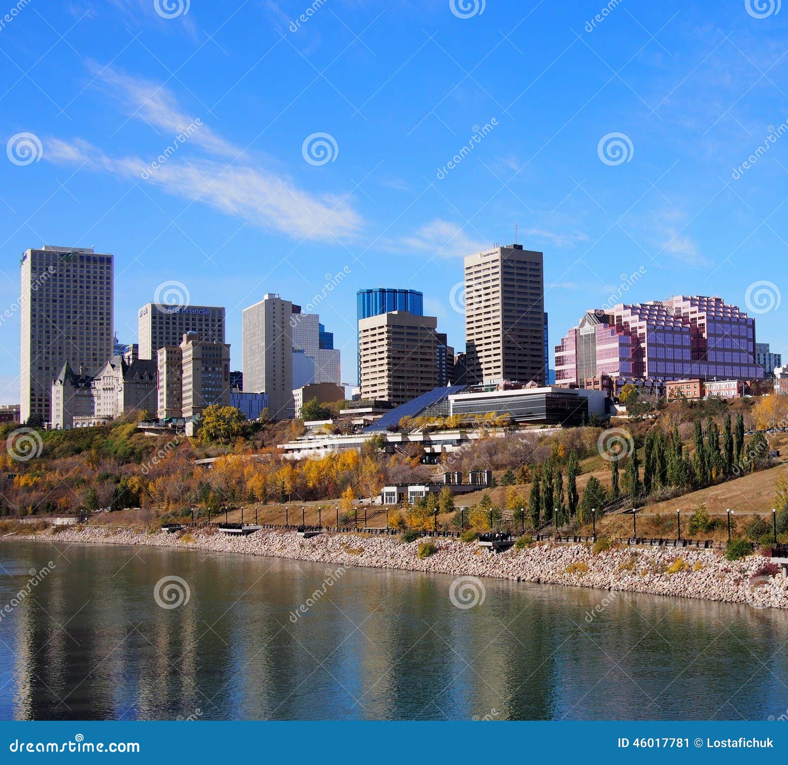 Edmonton Skyline With Condensation Trail Editorial Photo ...