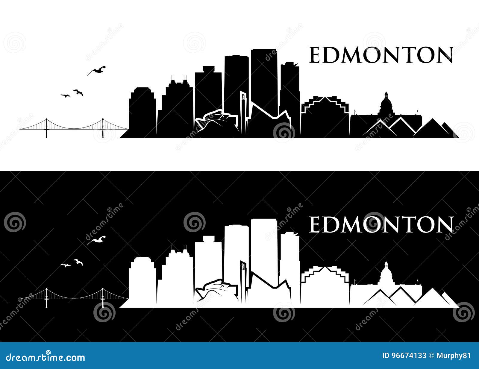 Edmonton Skyline Horizontal Banner. Cartoon Vector | CartoonDealer.com ...