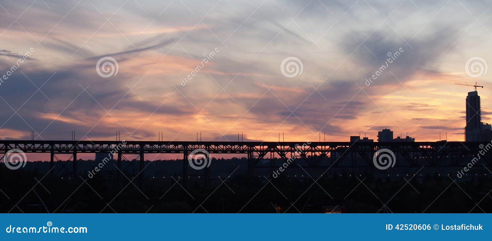 Edmonton Skyline, High Level Bridge and Sunset Stock Photo - Image of ...