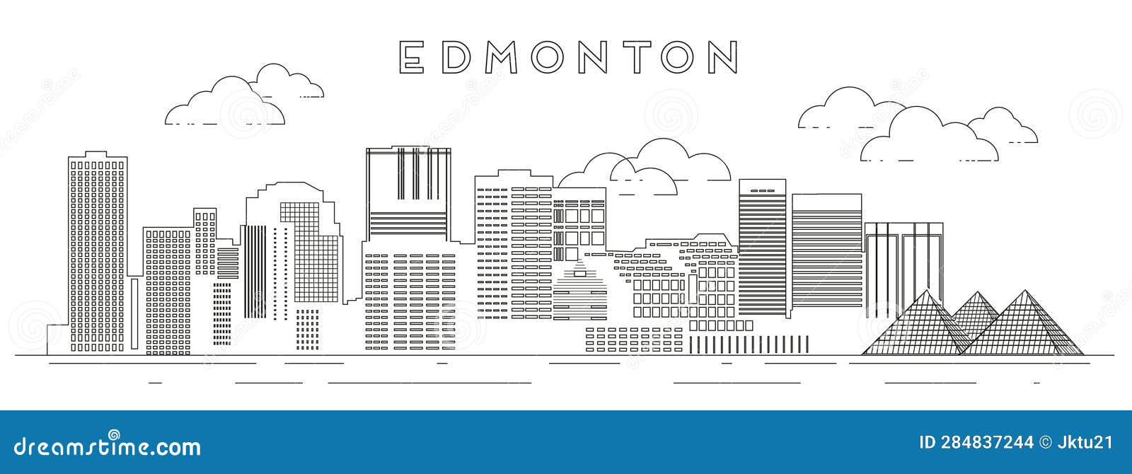 Edmonton Cityscape Line Art Vector Illustration | CartoonDealer.com ...