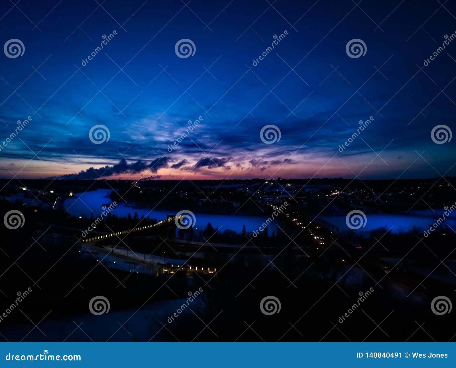 Edmonton skyline at night stock image. Image of valley - 140840491