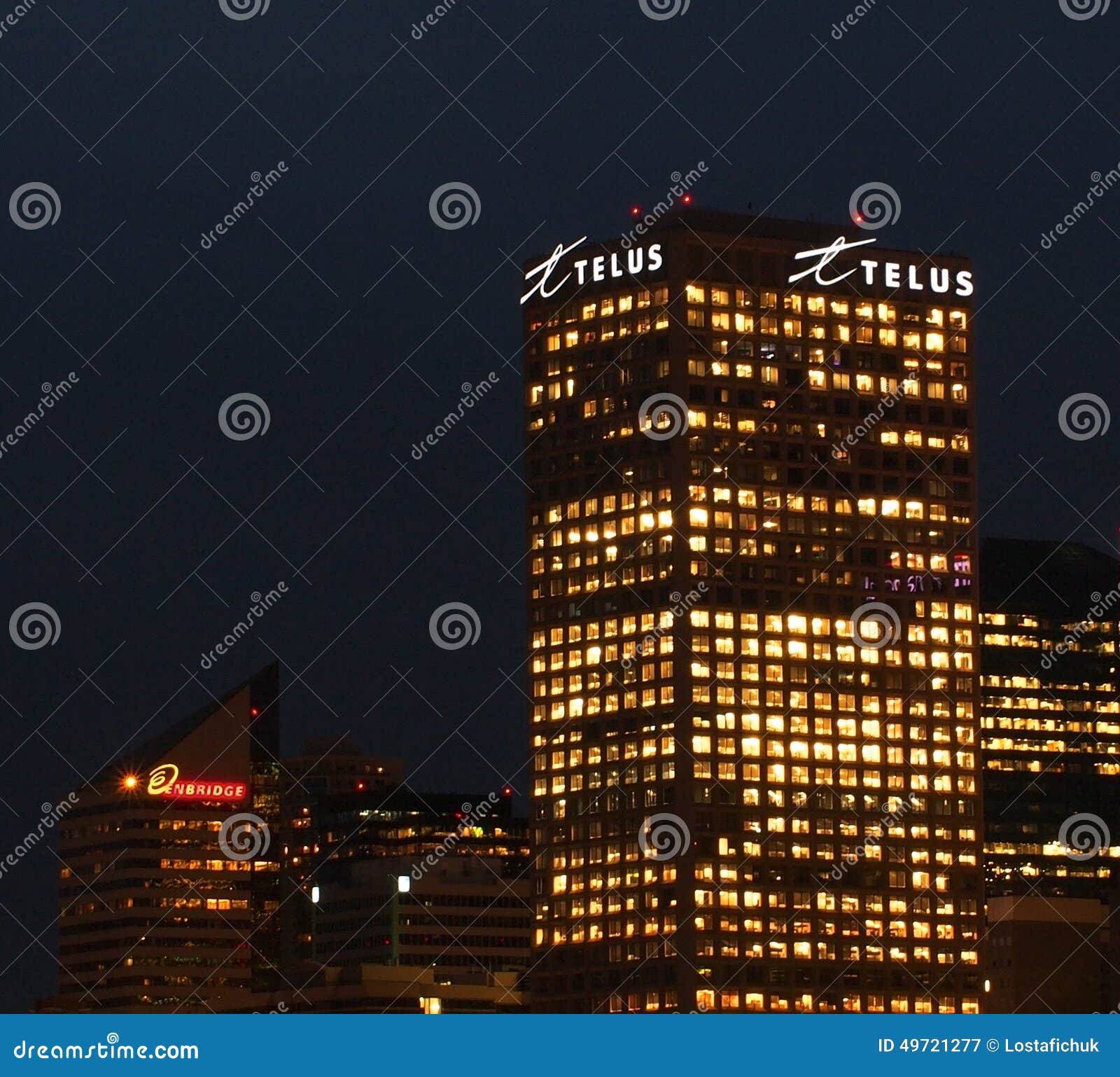 Edmonton Skyline at Night editorial photography. Image of building ...