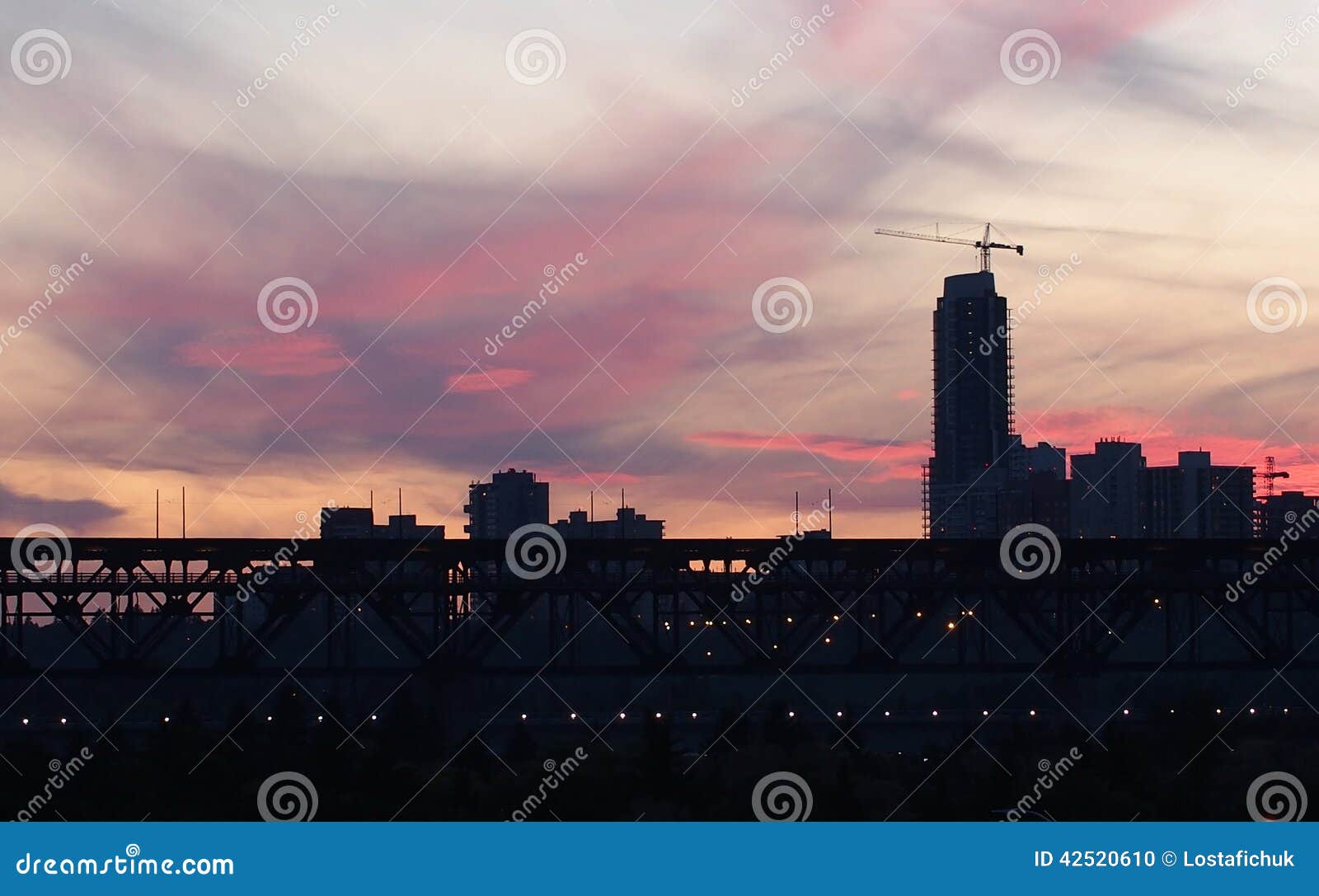 Edmonton Skyline and Sunset Stock Photo - Image of skyline, orange ...